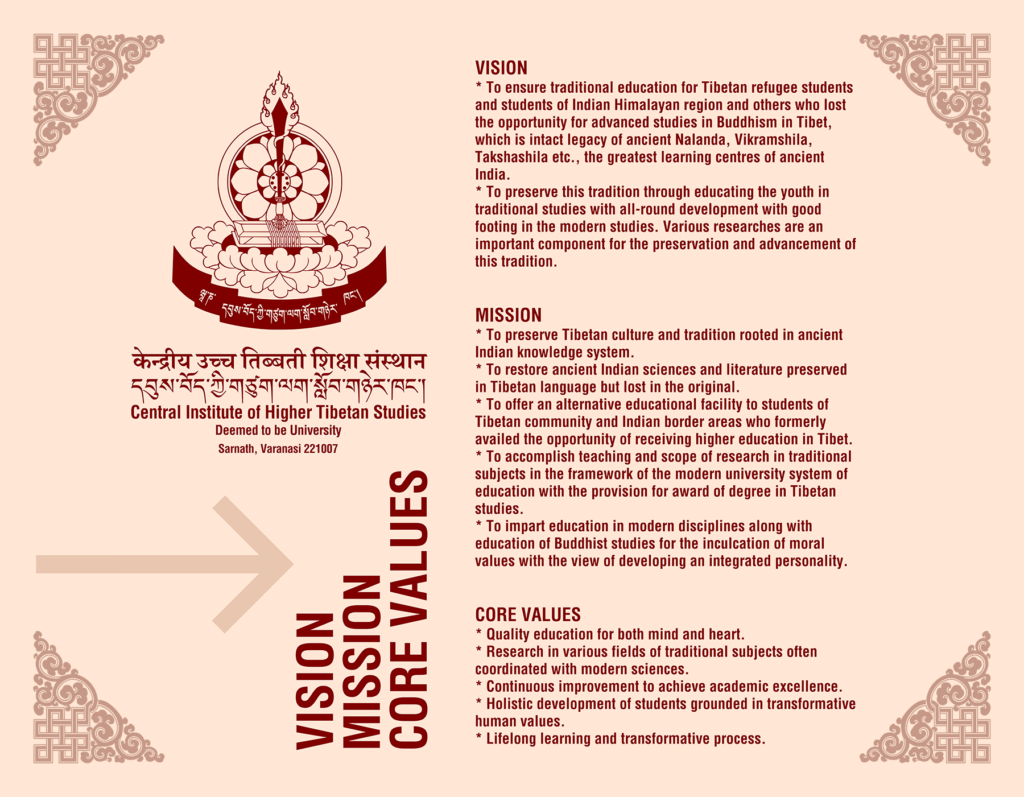 VISION, MISSION & CORE VALUES – Central Institute Of Higher Tibetan Studies